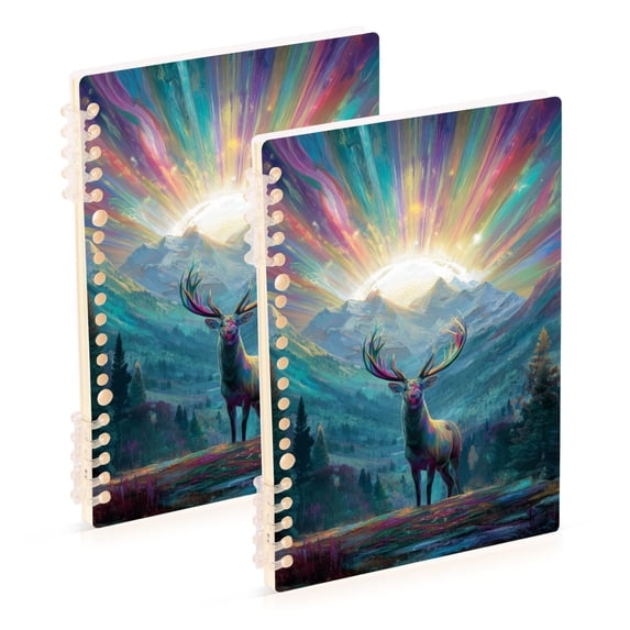 Deer in Mountains with Aurora Light Notebook Detachable Coil Notebook ...