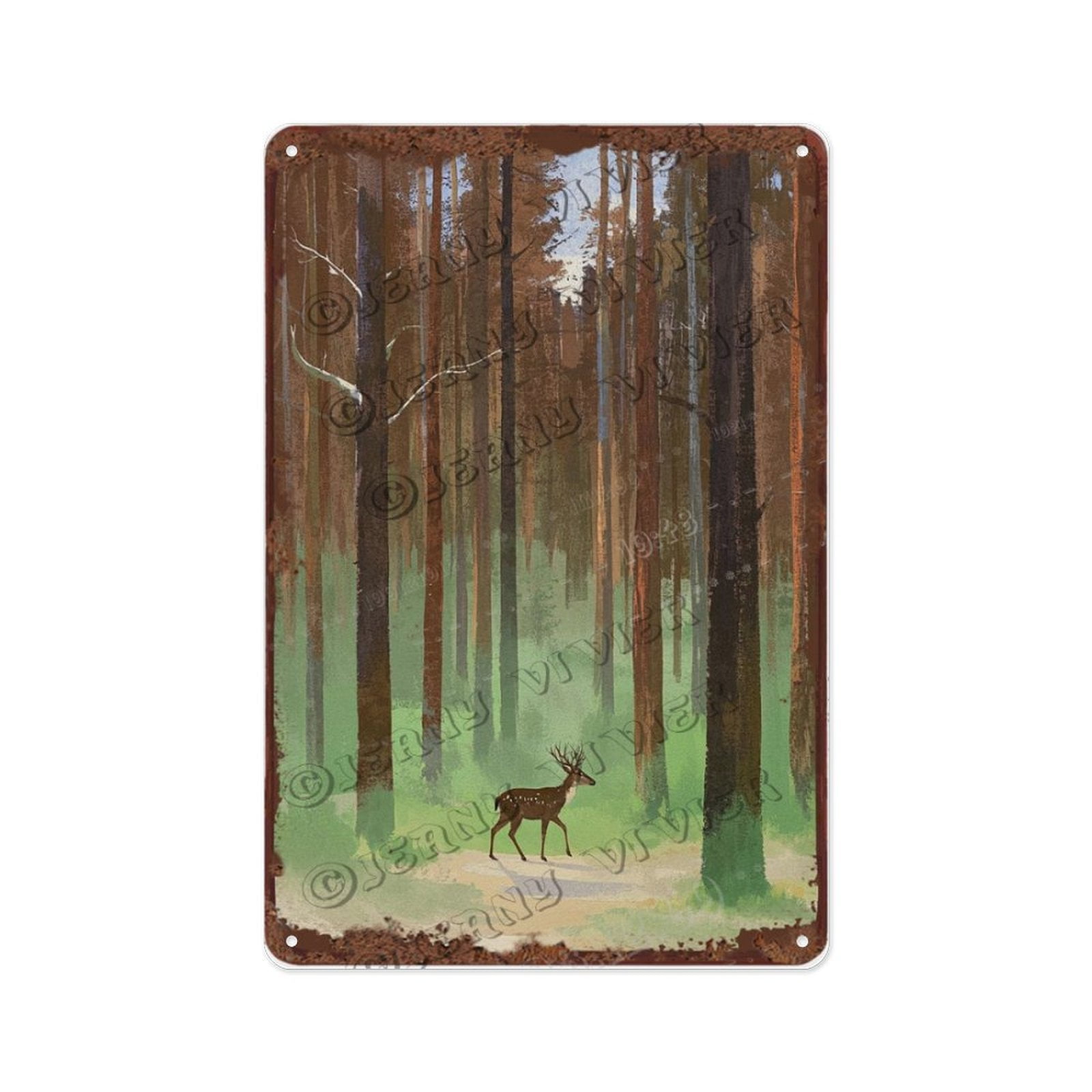 Deer in the Forest 8x12 Inch Metal Sign | Rustic Animal and Nature Art ...