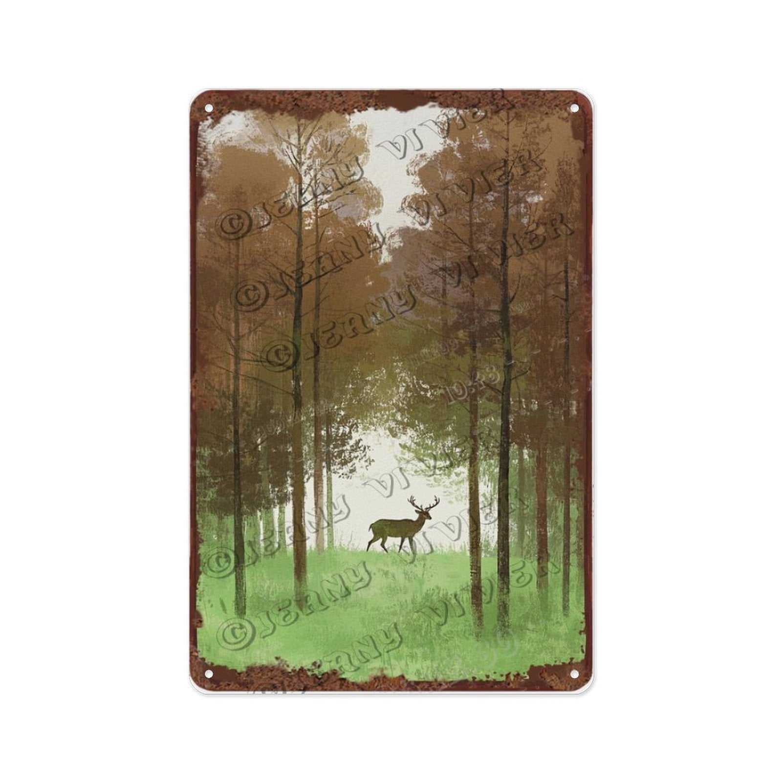 Deer in the Forest Metal Sign 12x16 Inch | Rustic Woodland Animal Art ...