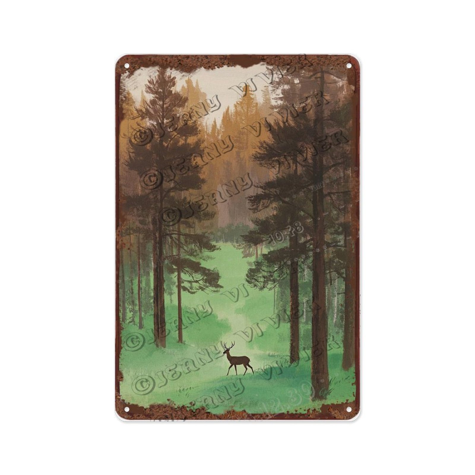Deer in the Forest Metal Sign 8x12 Inch | Boho Rustic Deer and Wildlife ...