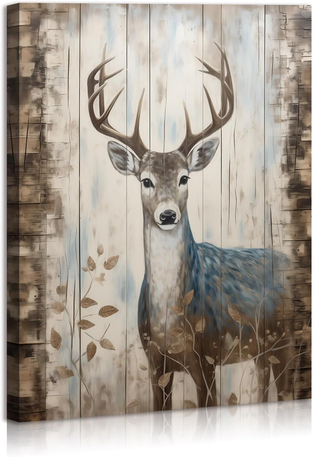 Deer on Wooden Board Canvas Wall Art Forest Print Nature Poster for ...