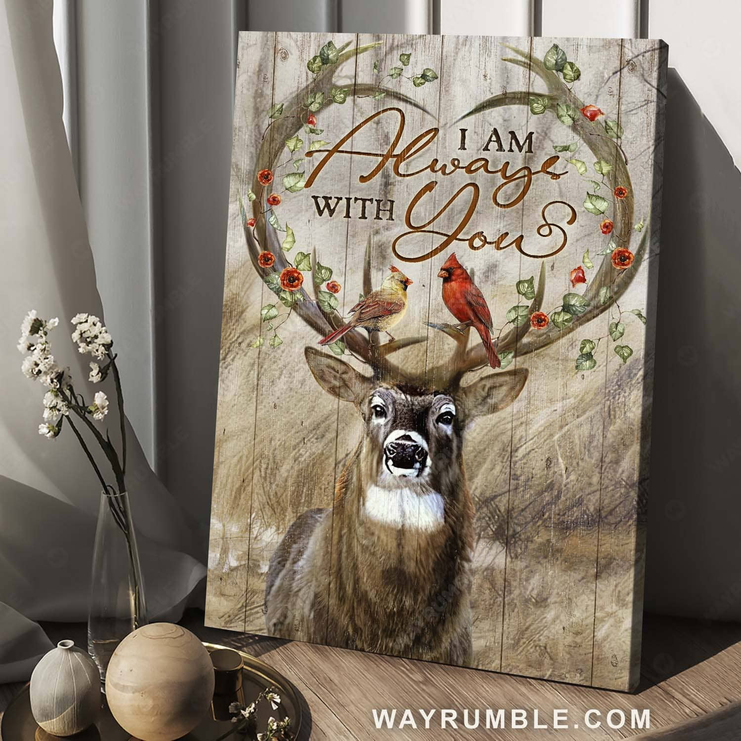 Deer painting, Cardinal couple, Poppy flower, I am always with you ...