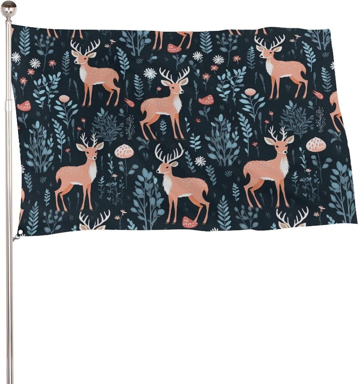 Deer with Fawn Rabbits Birds Printed Flag with 2 Brass Grommets Banner ...