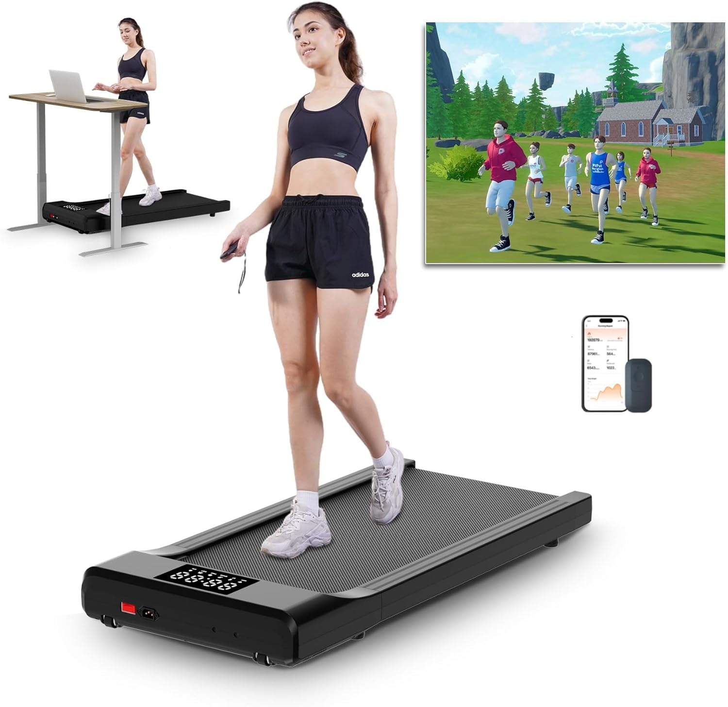 DeerRun 2024 Raceable Walking Pad Treadmill Low Noise Under Desk ...