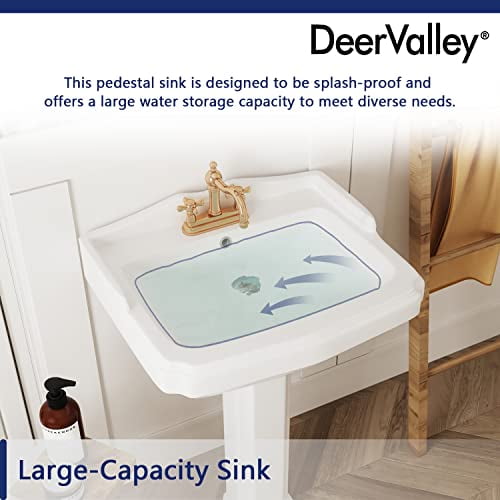 DeerValley DV-1P522 Dynasty Pedestal Sink 23" W X 19" D White Ceramic ...