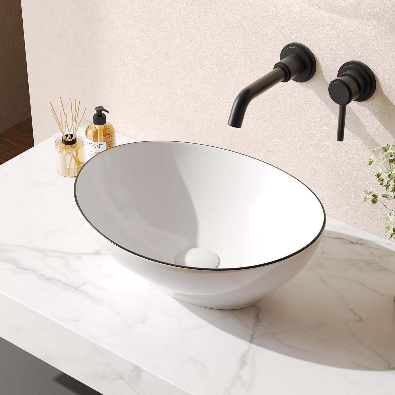 DeerValley Oval White Ceramic Vessel Basin - Modern Egg Shape Above ...