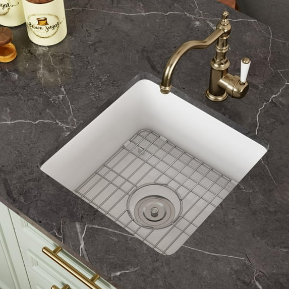 DeerValley Undermount Kitchen Sink 18" L x 18" W Fireclay Single Bowl ...