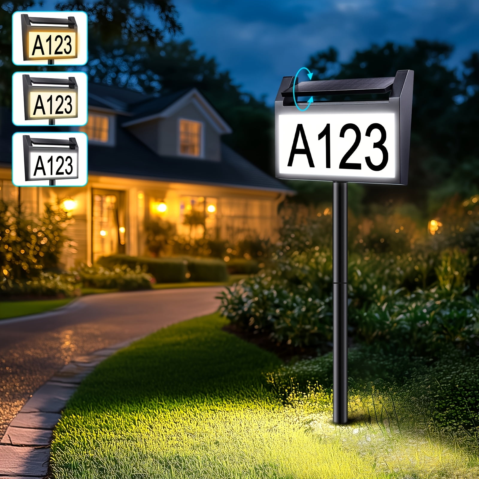DEERDANCE Solar Address Sign Lighted House Numbers Waterproof, Solar ...