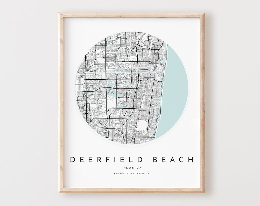 Deerfield Beach Map Print, Deerfield Beach Map Poster City Wall Art, Fl Road Map, Florida Print ...