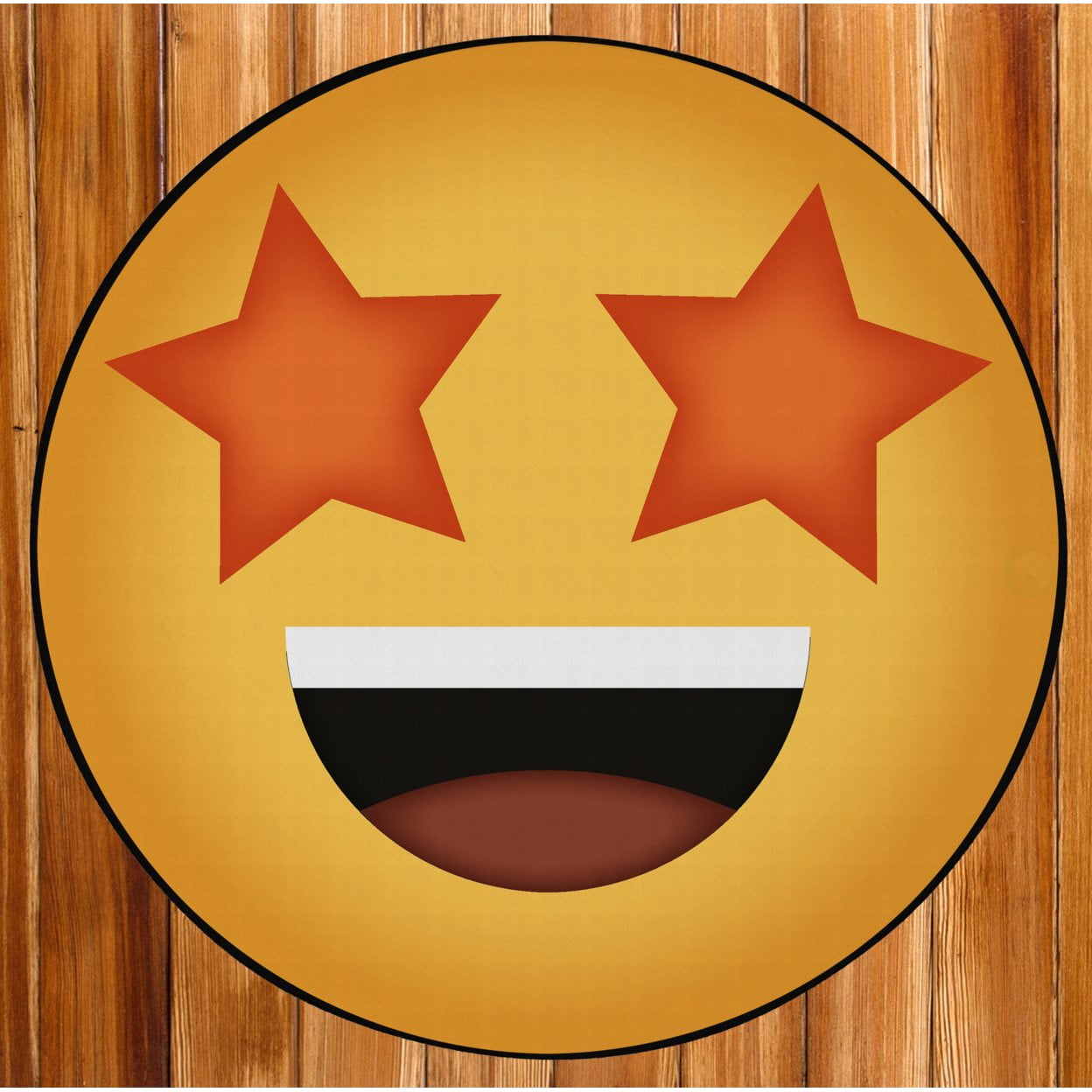 Deerlux Emoji Style Round Funny Smiley Face Kids Area Rug, Star Eyes ...