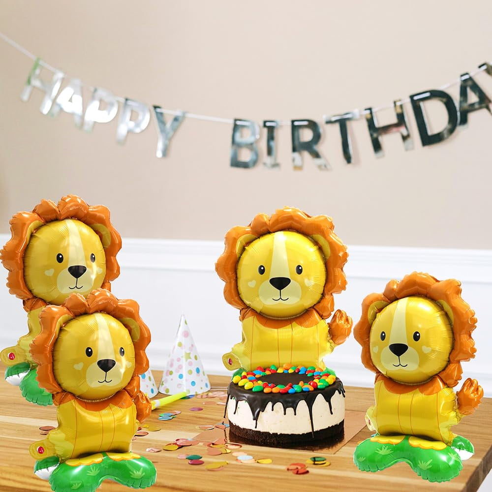 Deermon 6 Pack AJH3 Cute Standing Lion Shaped Foil Safari Jungle Animal ...