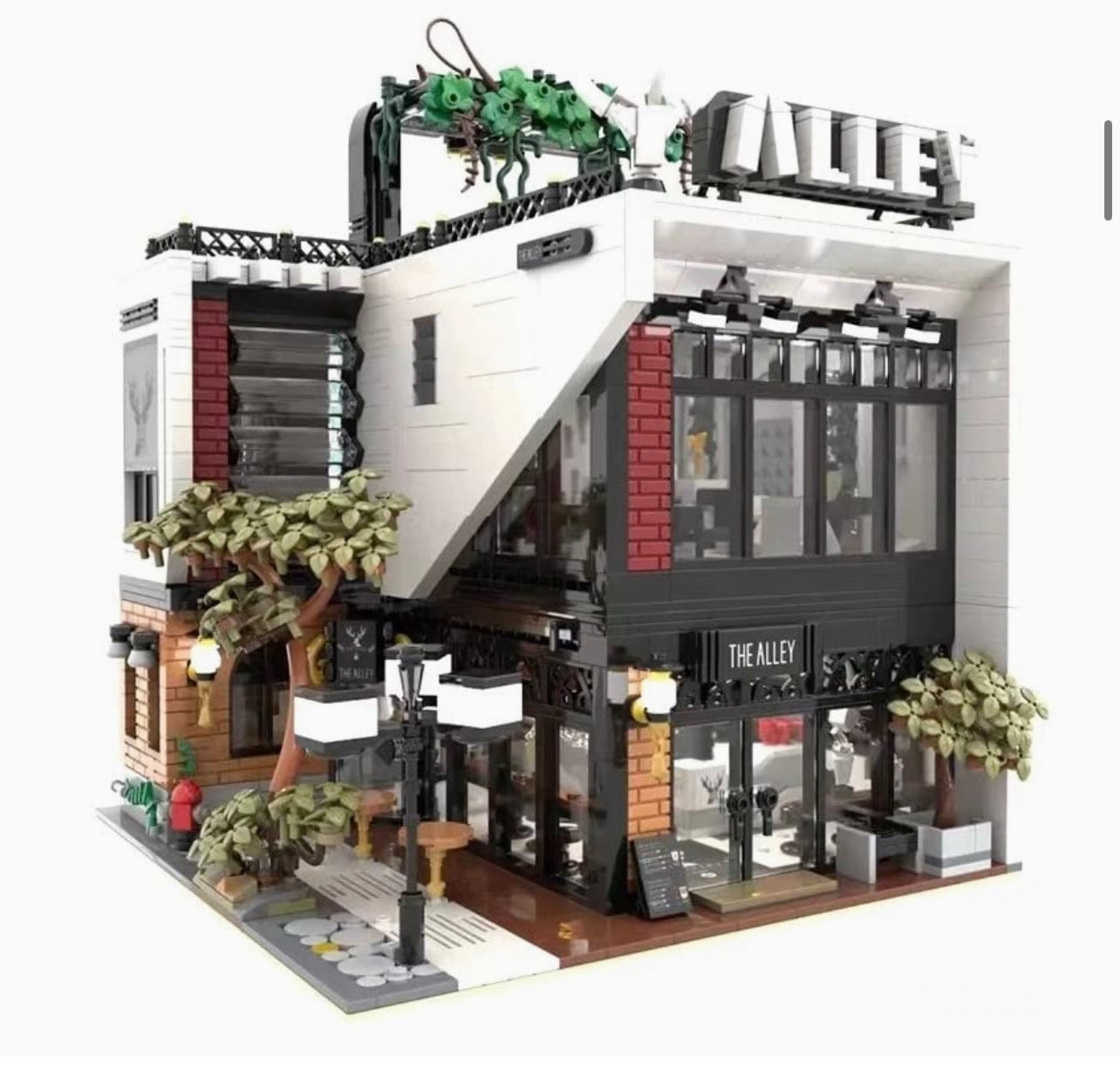 Deers Bubble Tea Café with LED Light Kit Street View Modular Building Blocks Toy Bricks Set ...