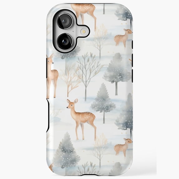 Deers In Winter Woods Nature Art Phone Case with iPhone 17 to 11 Pro ...