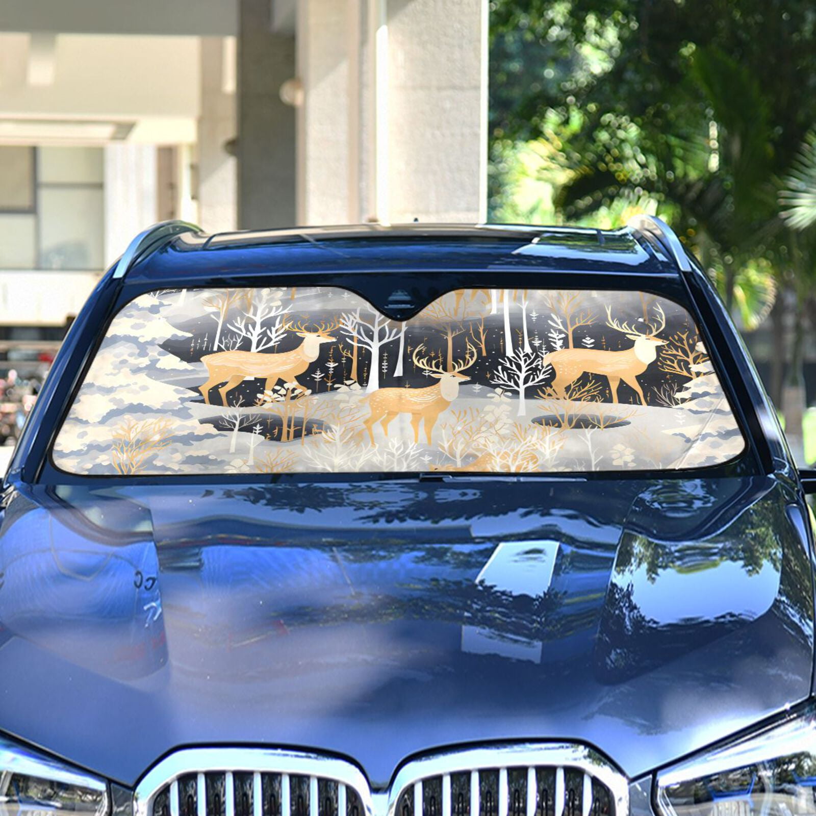 Deers Pines Trees Leaves Automotive Front Car Windshield Sun Shade ...