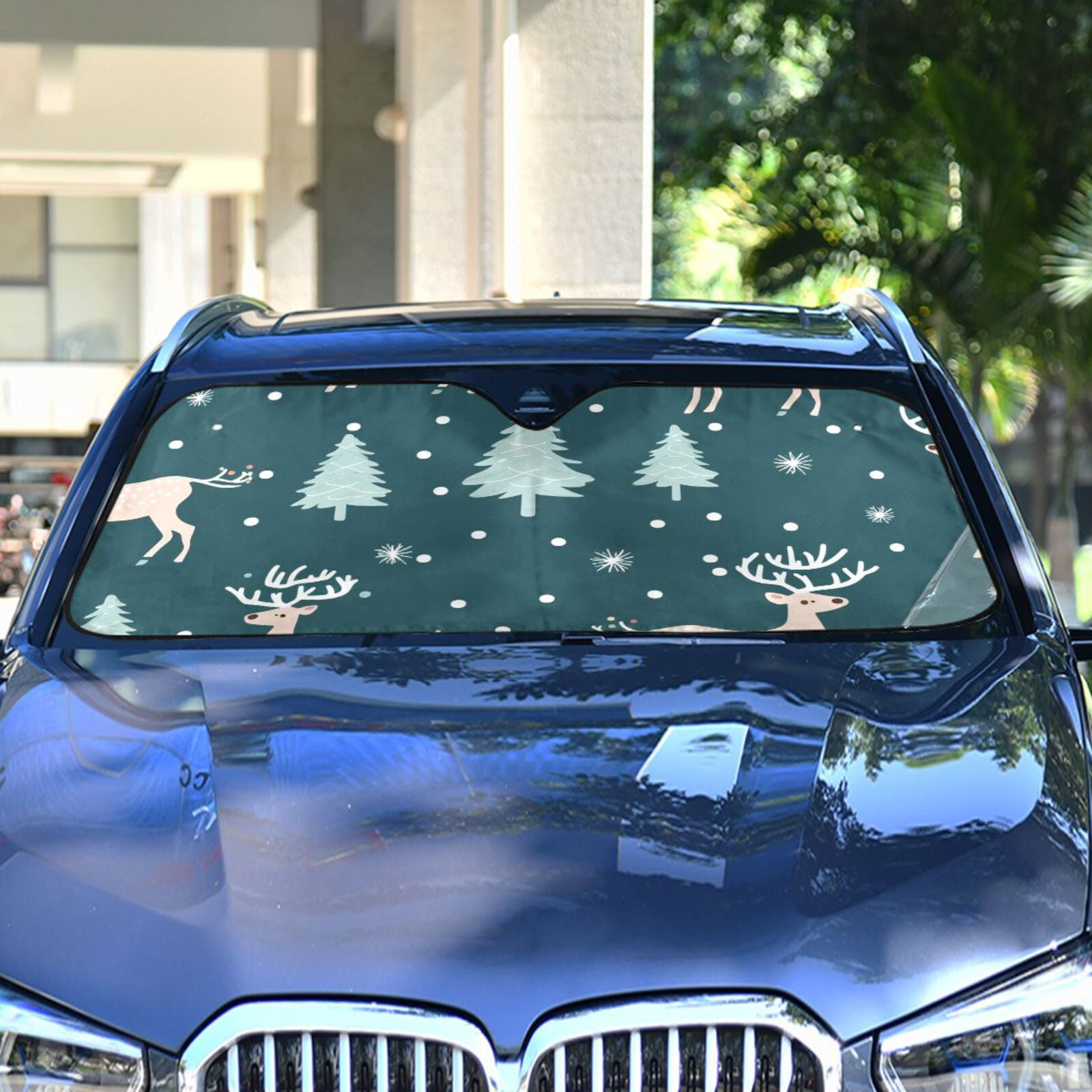 Deers Pines Trees Snow Automotive Front Car Windshield Sun Shade ...