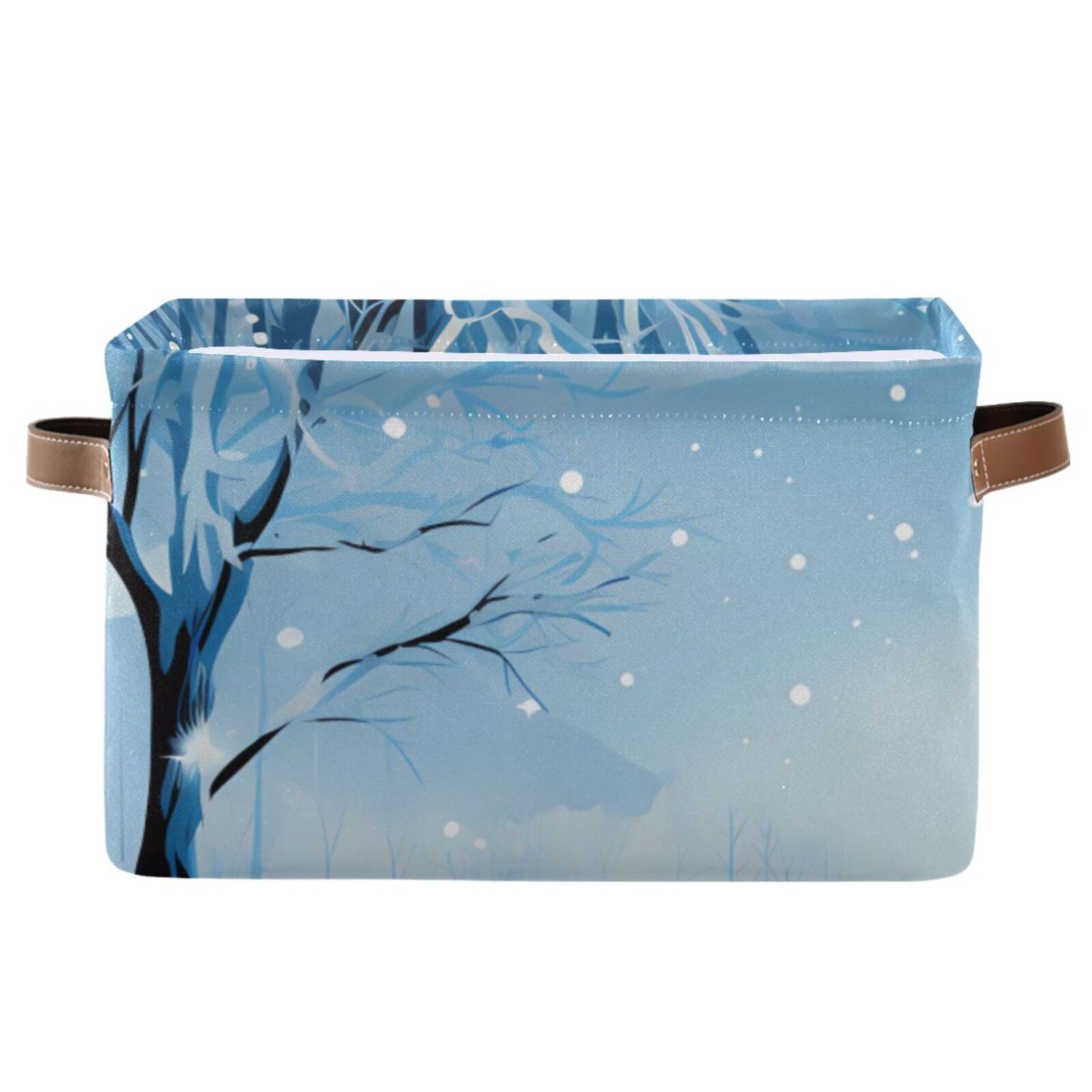 Deers Snow Trees Blue Storage Bins Baskets With Handles Storage Box ...