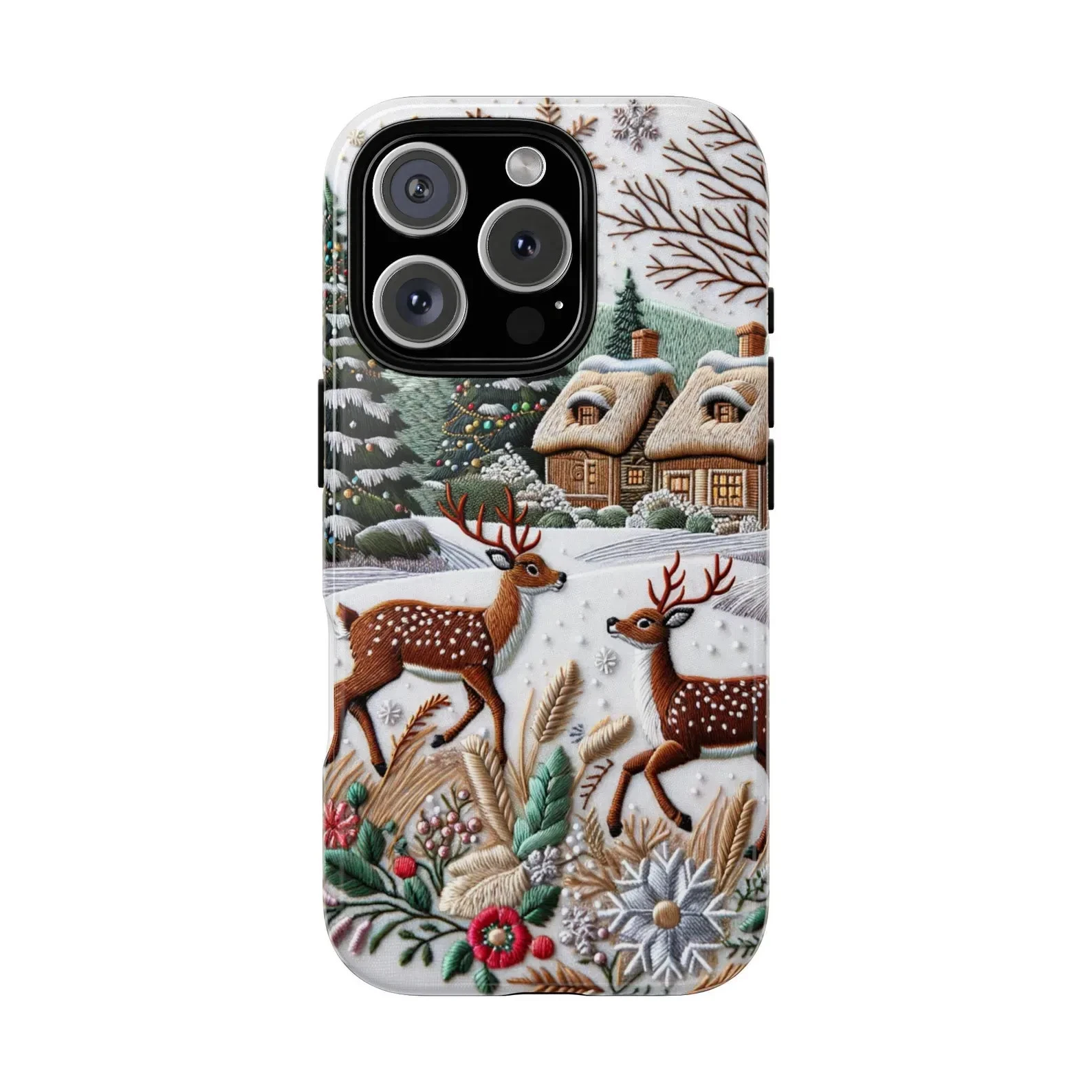 Deers Walking Nature Winter Holiday iPhone Case 17 16 15 14 13 12 11 ...
