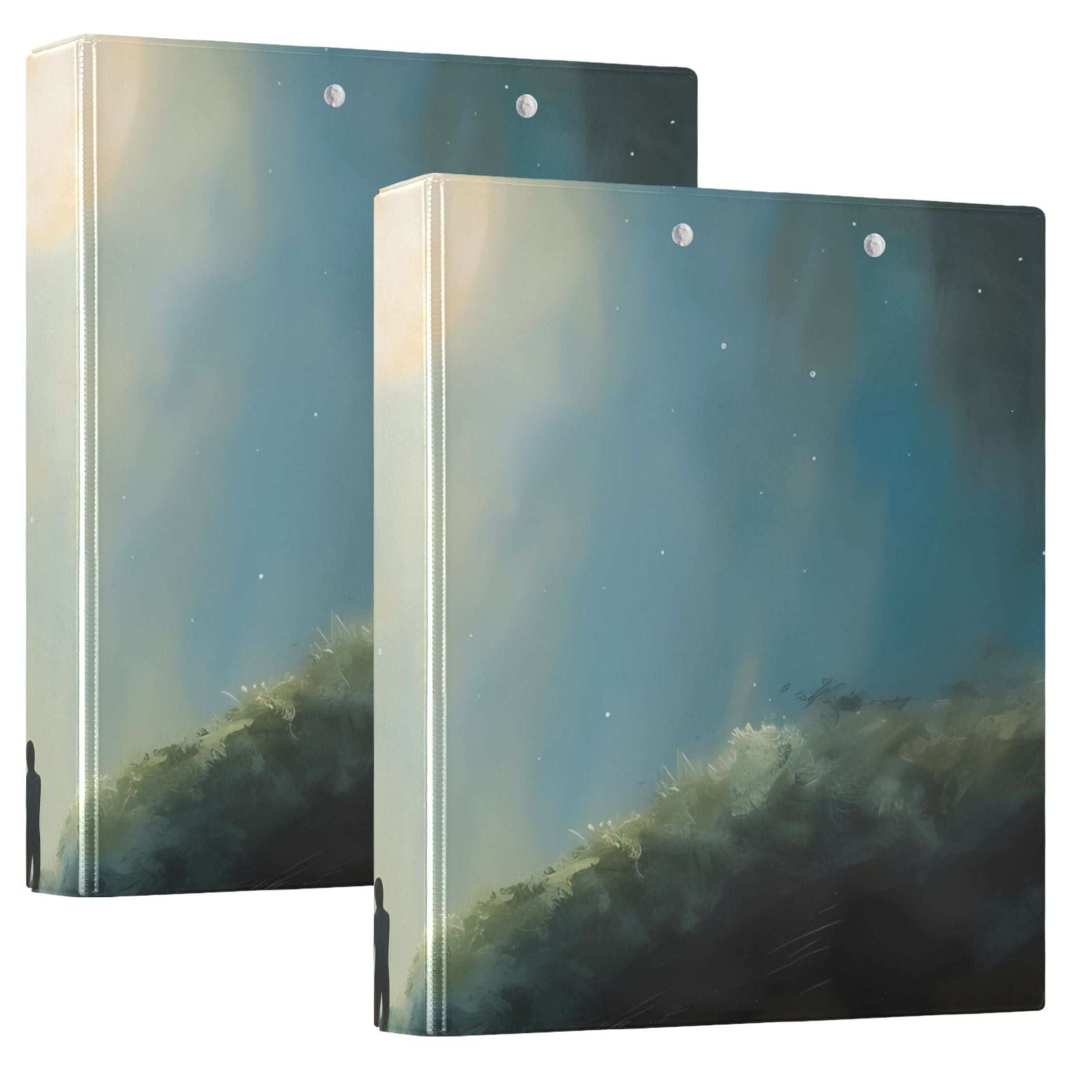 Deers and Moon Person 3 Ring Binders 1.5 inch Hardcover File Folders ...