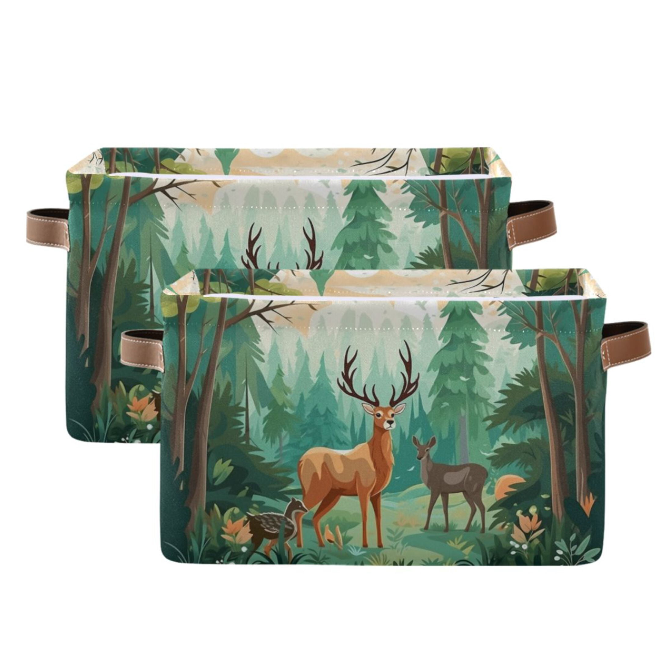 Deers in Forest Storage Basket Large Bin Laundry Boxes Toys Foldable ...