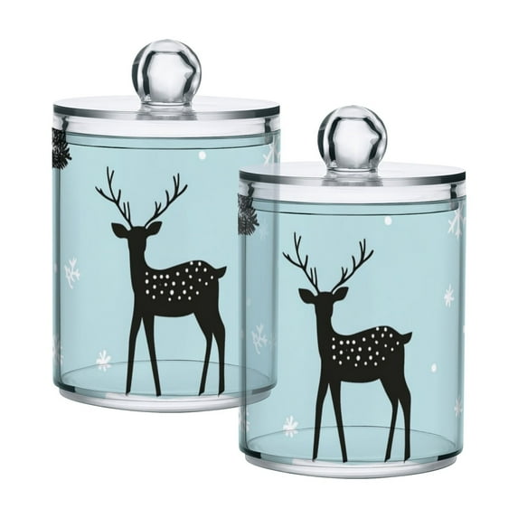 Deers in Forest Trees Snowflakes Translucent Plastic Cans Storage ...
