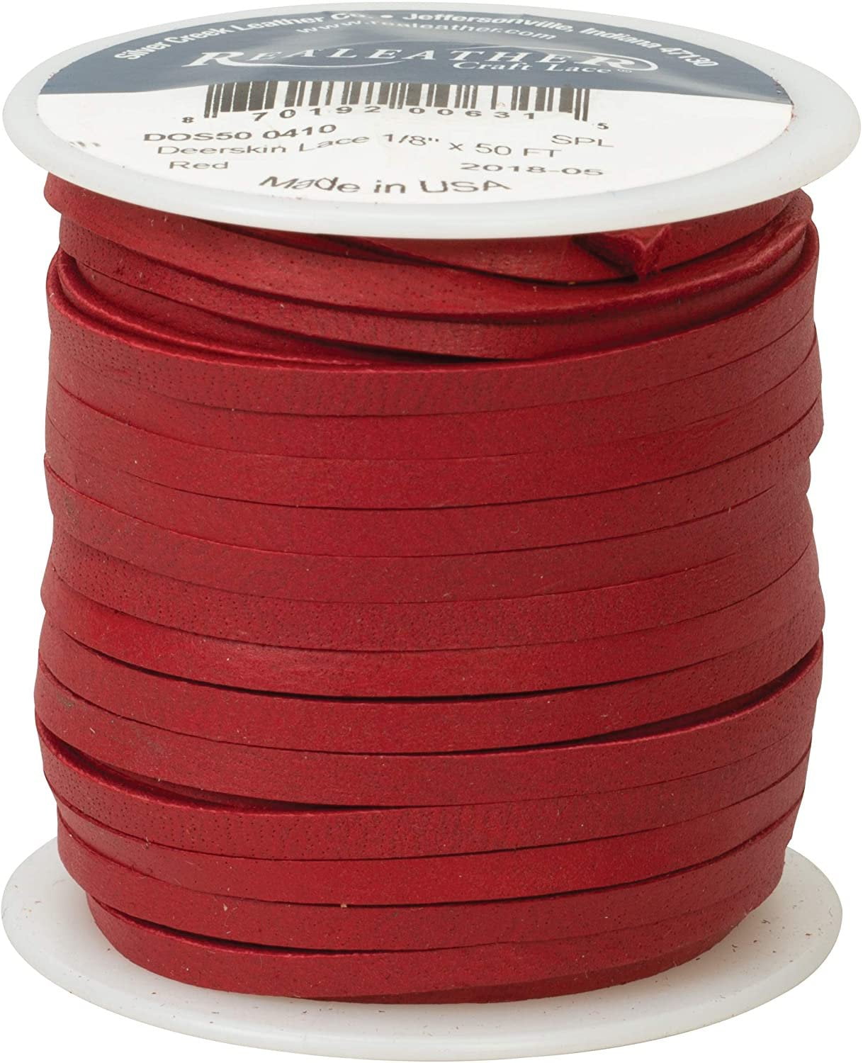 Deerskin Lace, 1/8" x 50', Red - Walmart.com