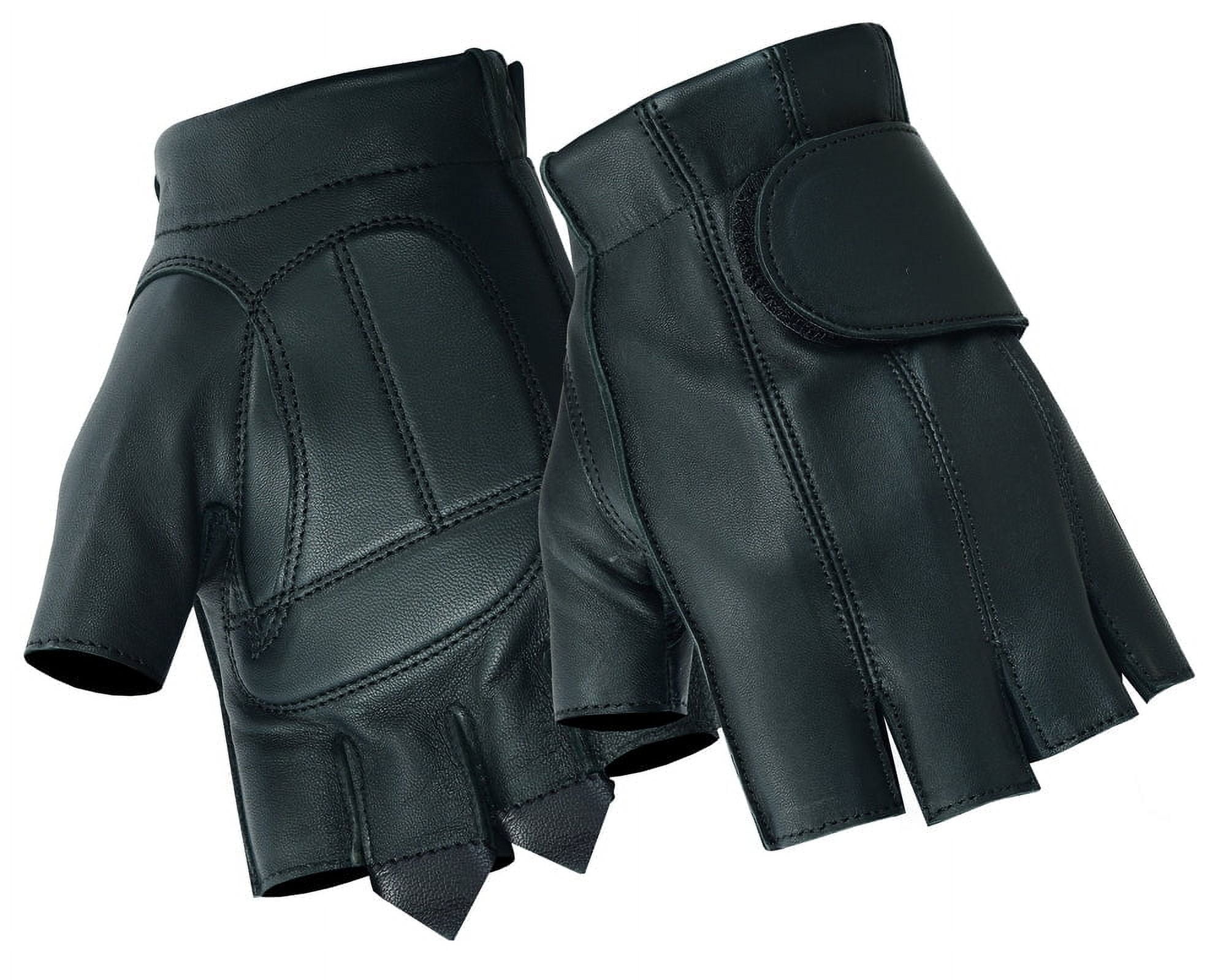 Deerskin Leather Motorcycle Gloves for Men Fingerless Biker Gloves with ...