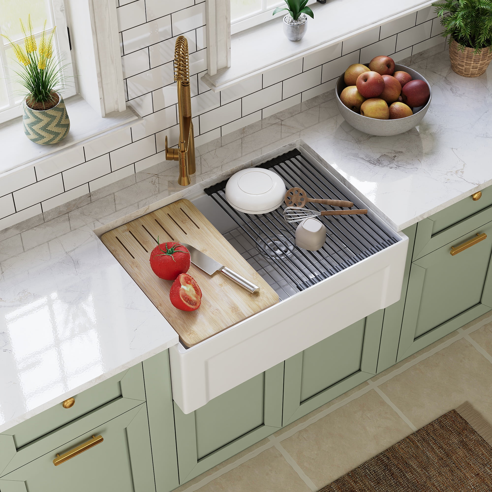 Deervalley 30" L X 20" W Workstation Farmhouse Kitchen Sink With Sink ...