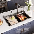 Deervalley 31.5" X 18" Smart Waterfall Kitchen Sink, Drop In Stainless ...