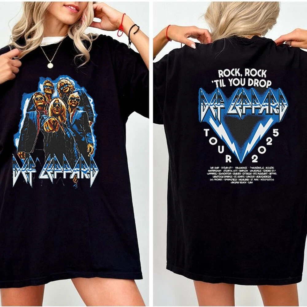 Def Lep pard Rock Tour 2025 Shirt, Rock Rock Til You Drop Def Lep pard ...