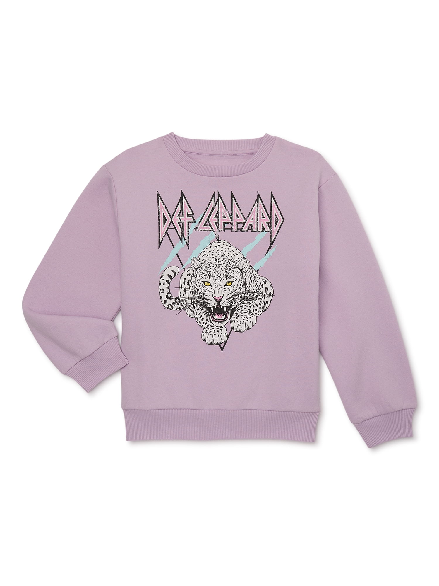 Def Leppard Girls Youth Graphic Crewneck Pullover Sweatshirt, Sizes 4 ...