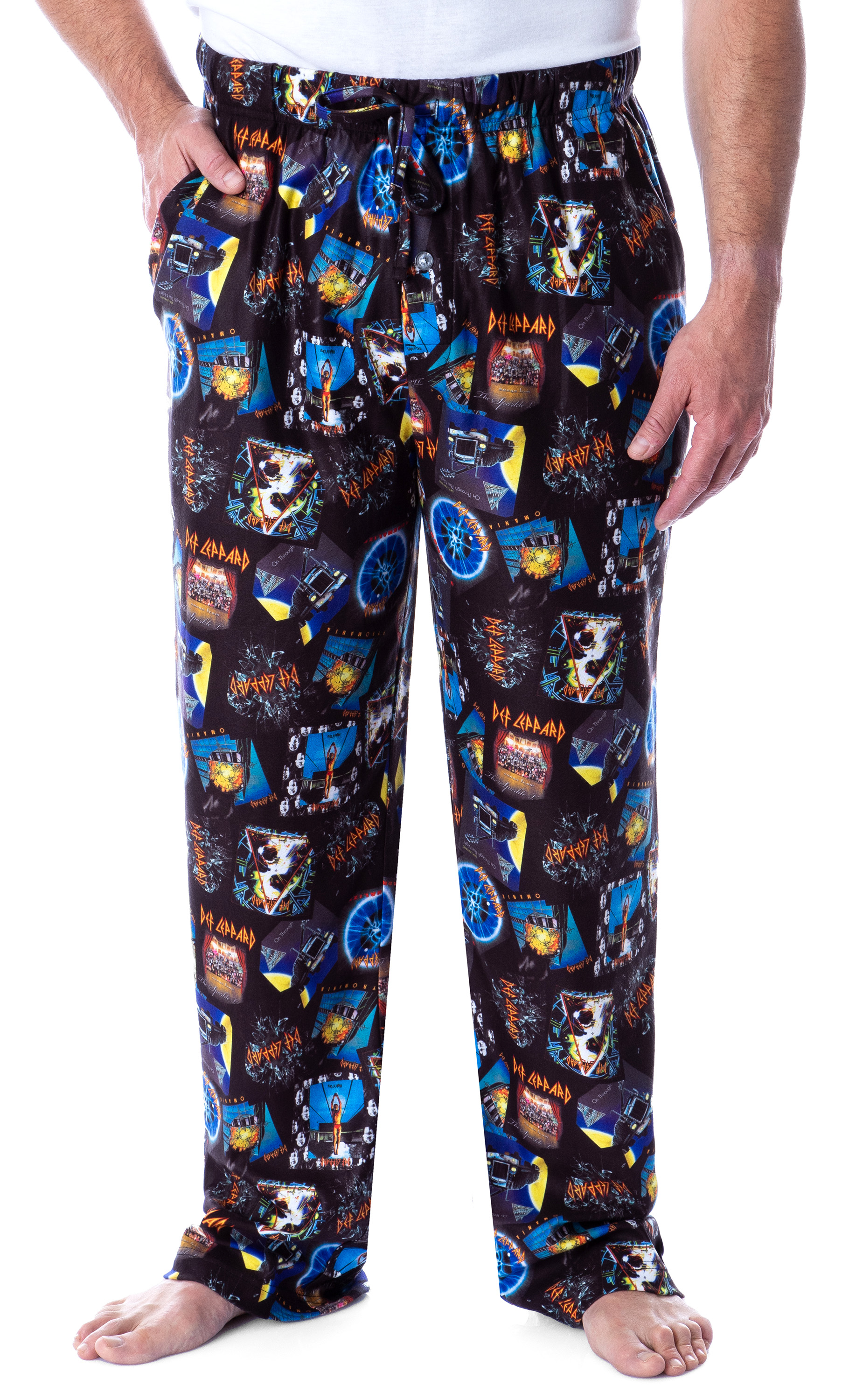 Def Leppard Men s Rock Band Album Covers Print Lounge Sleep Pajama