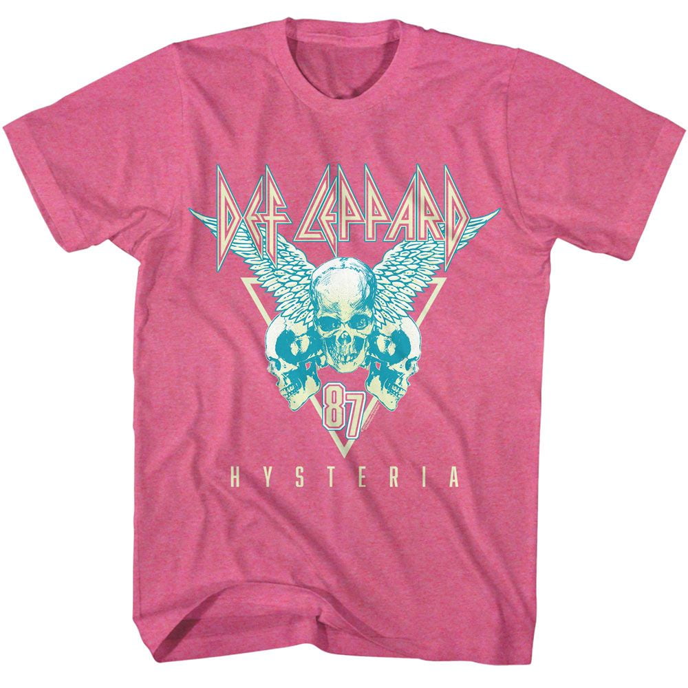 Def Leppard Skulls 3 Tone Retro Pink Heather Adult T Shirt - Walmart.com