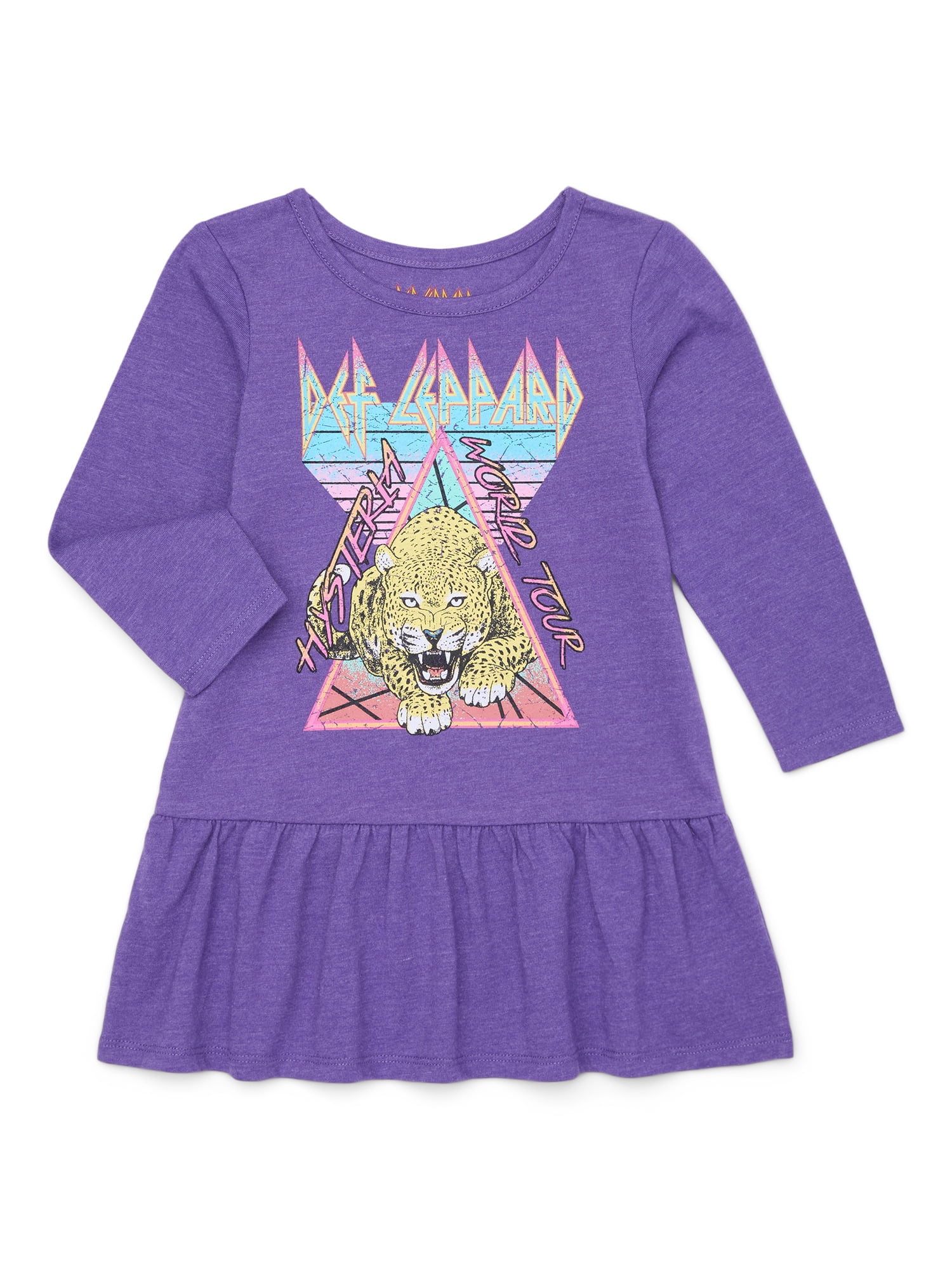 Def Leppard Girls Drop Waist Dress - Long Sleeve Graphic Dress ...
