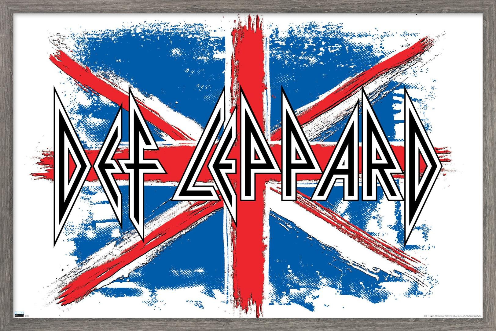 Def Leppard - Union Jack Wall Poster, 14.725" x 22.375" Framed ...