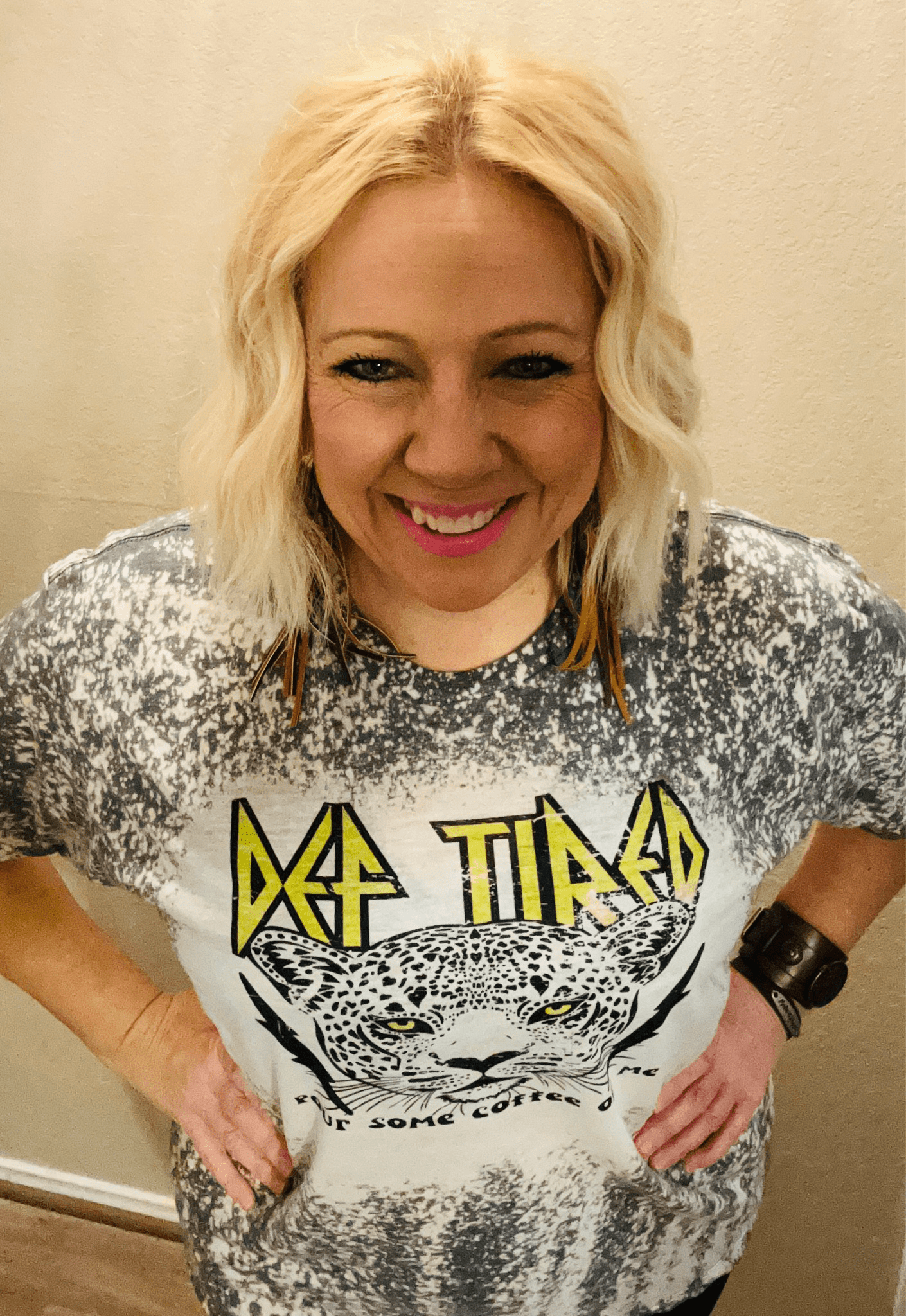 Def Tired Pour Some Coffee On Me Bleached Graphic Tee - Walmart.com