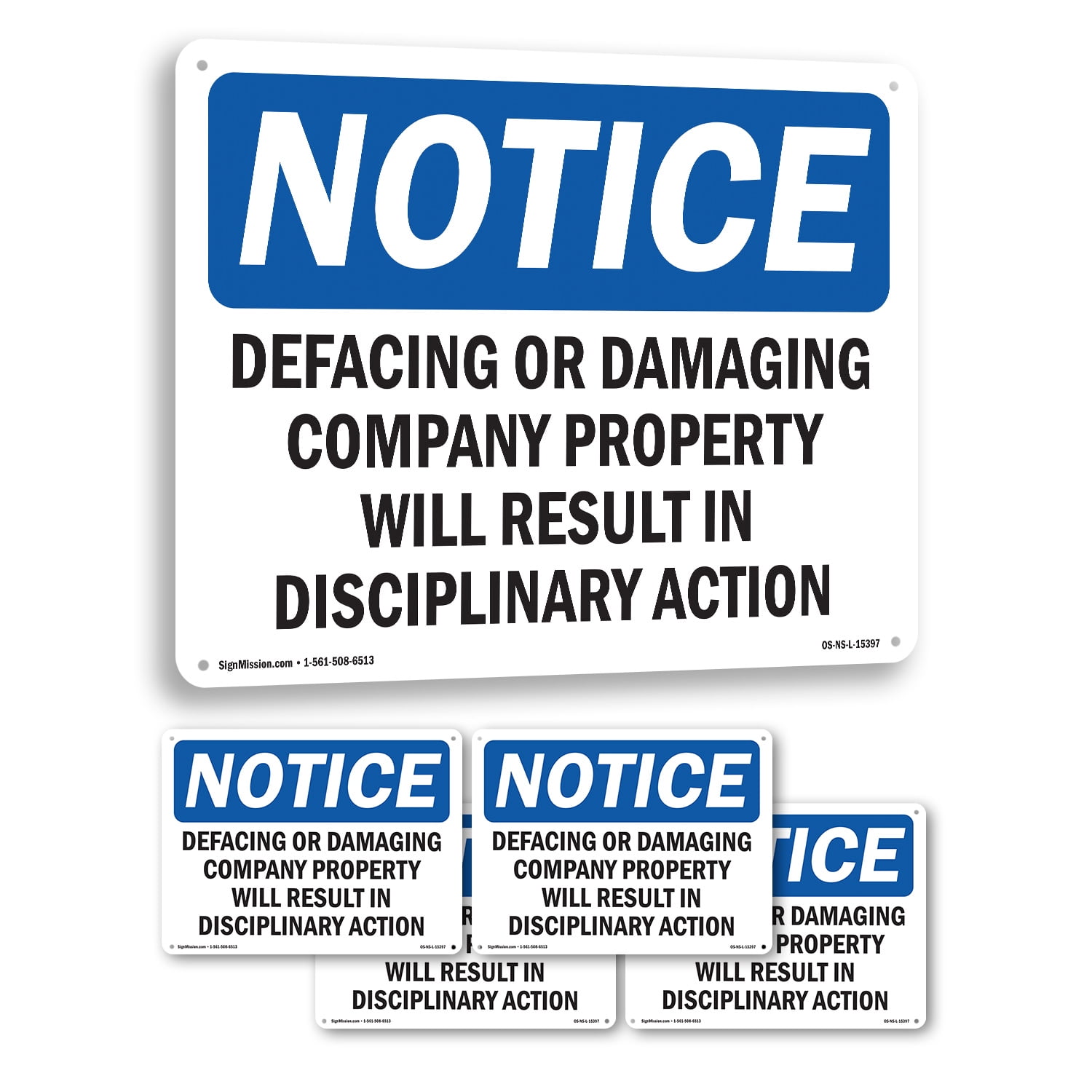 Defacing Or Damaging Property OSHA Notice Aluminum Sign 18 Inch x 12 ...