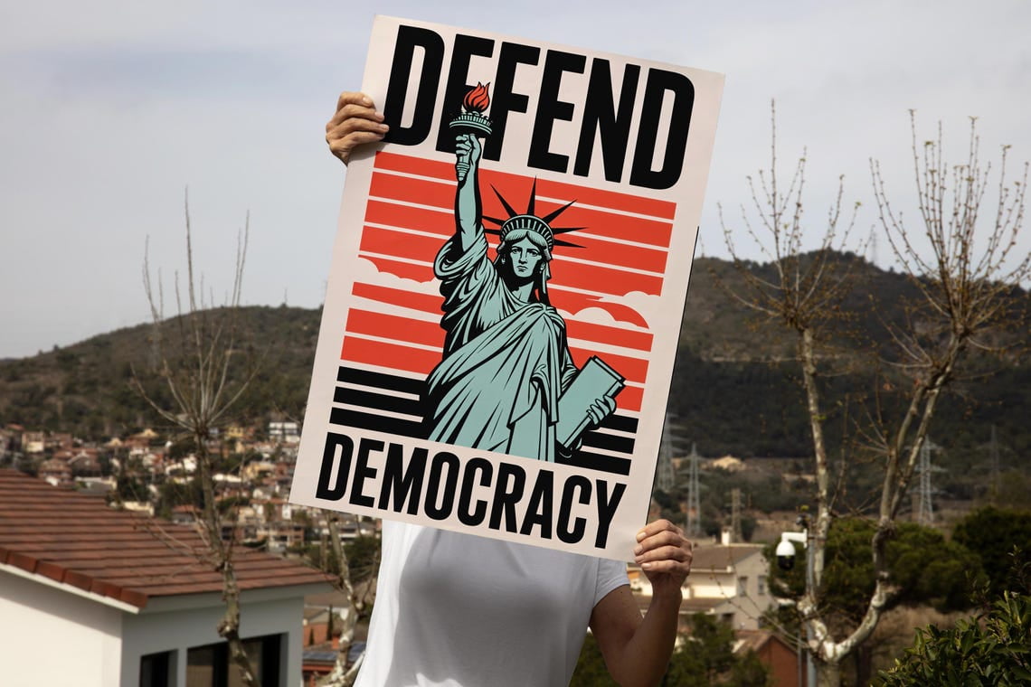 Defend Democracy Poster, Statue Of Liberty Protest Print, Pro Democracy ...