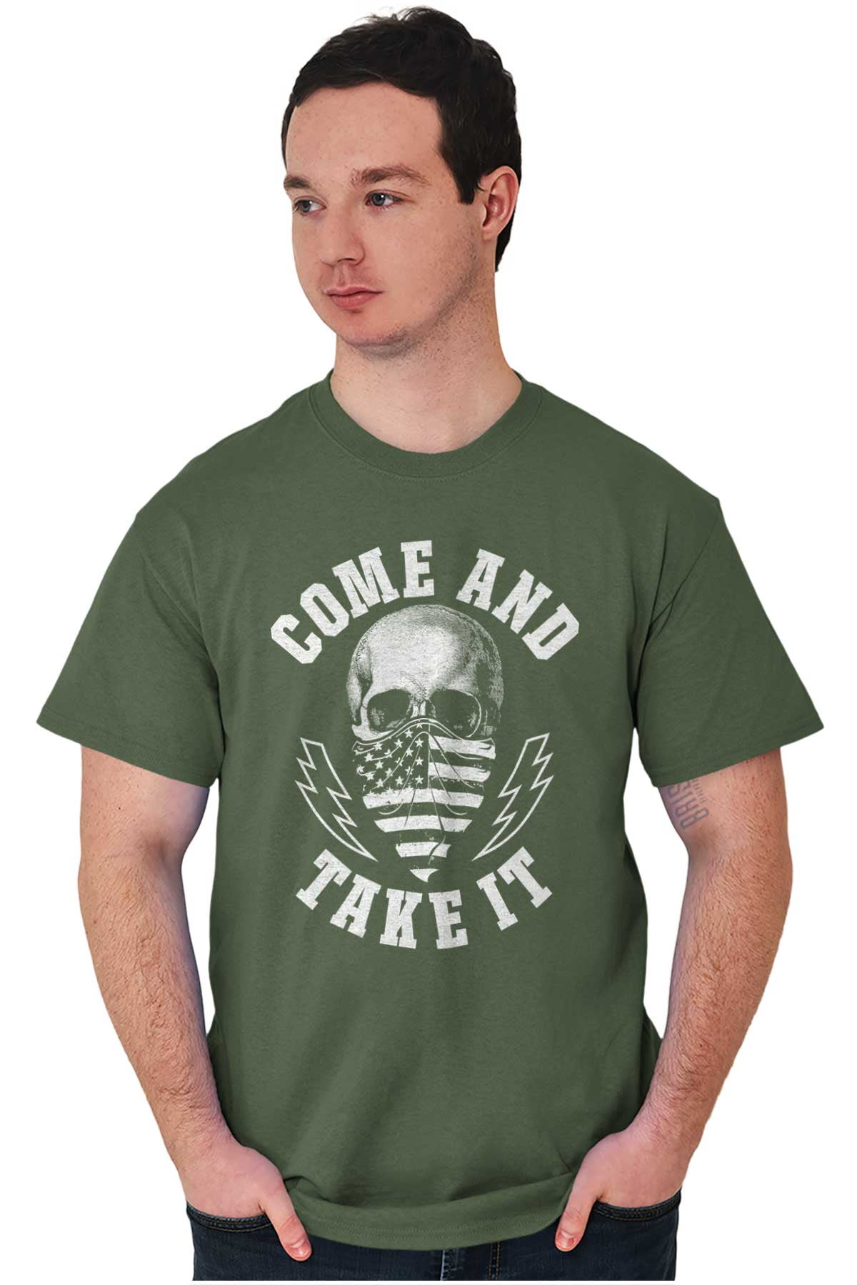 Defend Freedom Liberty Flag Skull Men's Graphic T Shirt Tees Brisco ...