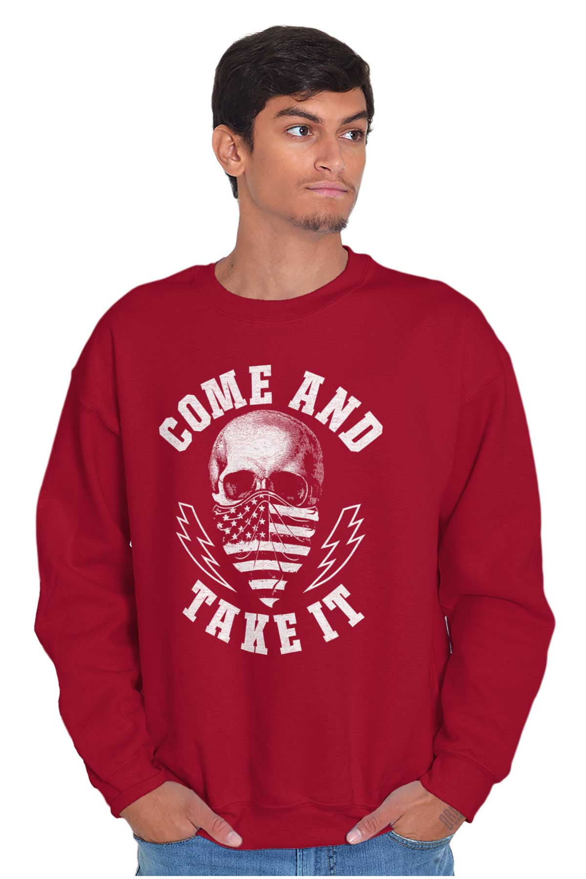 Defend Freedom Liberty Flag Skull Sweatshirt for Men or Women Brisco ...