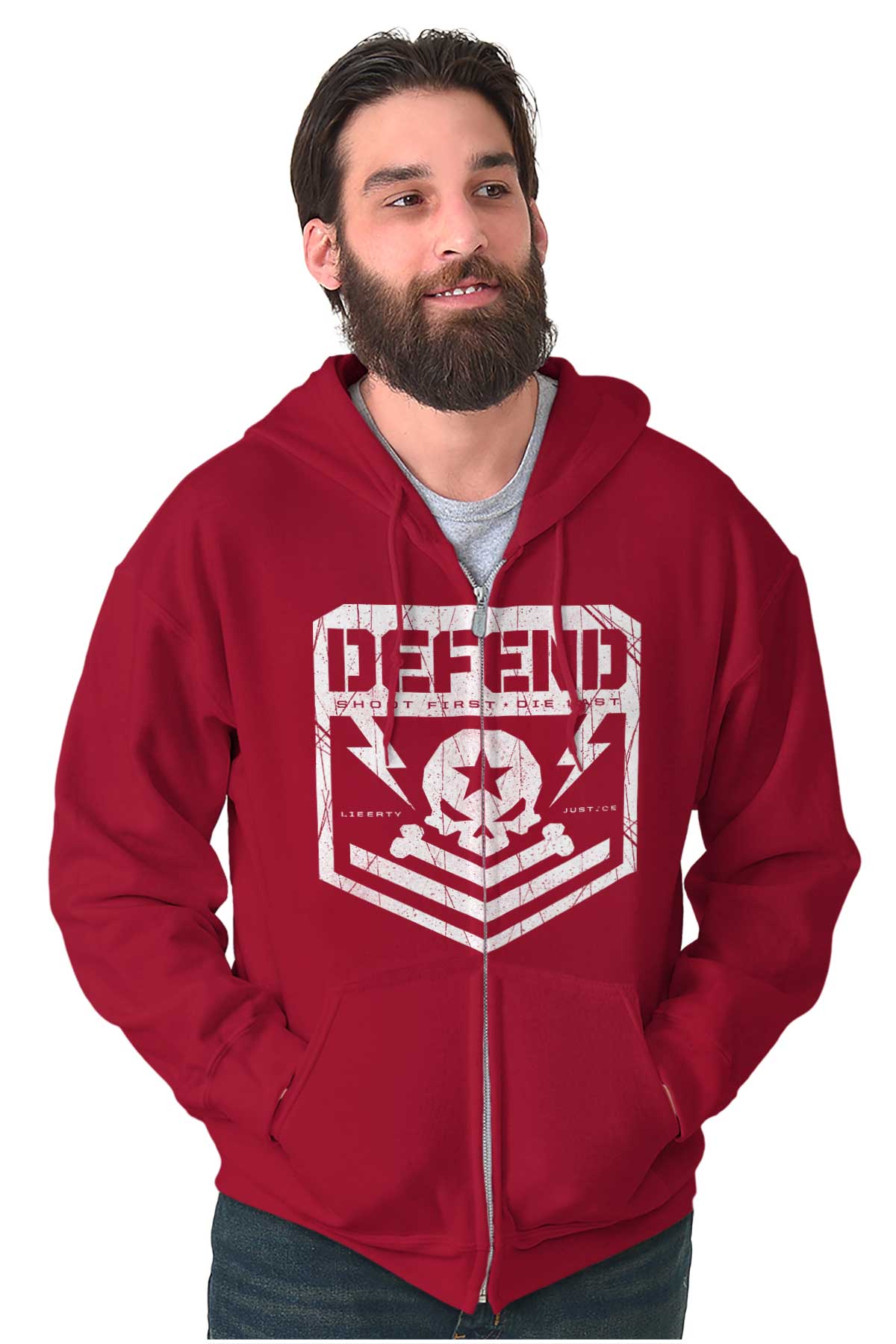 Defend Freedom Skull Crossbones 2A Zip Up Hoodie Men's Women's Brisco ...