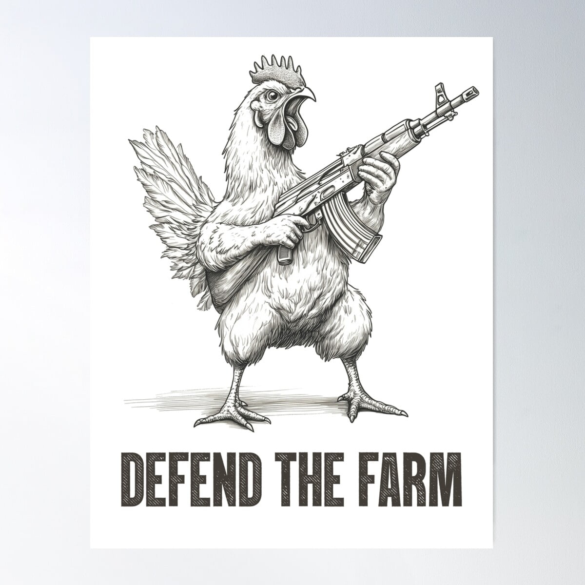 Defend The Farm - Chicken Poster Wall Art, Modern Wall Decor For Living ...