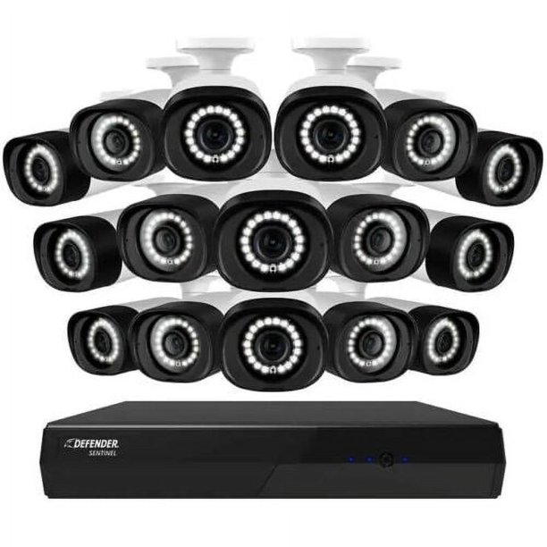 Defender Sentinel 4K Ultra HD POE Wired 2TB NVR Security System With 16 ...