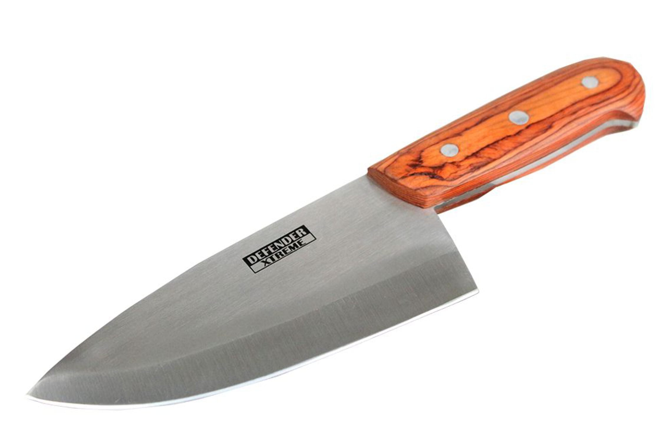 Defender-Xtreme 10" Butcher Knife Stainless Steel Blade with Brown Wood ...