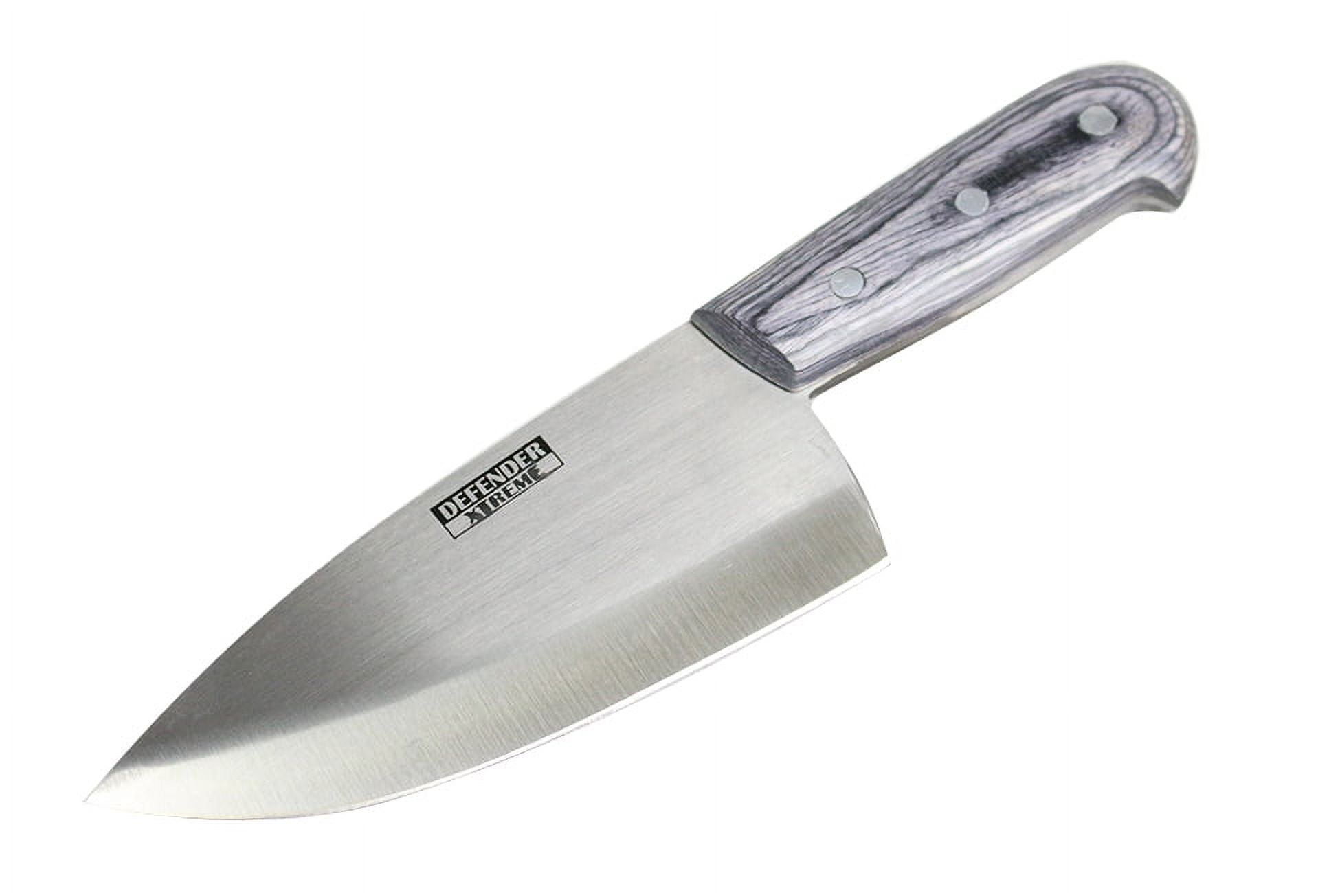 Defender-Xtreme 10" Butcher Knife Stainless Steel Blade with Grey Wood ...