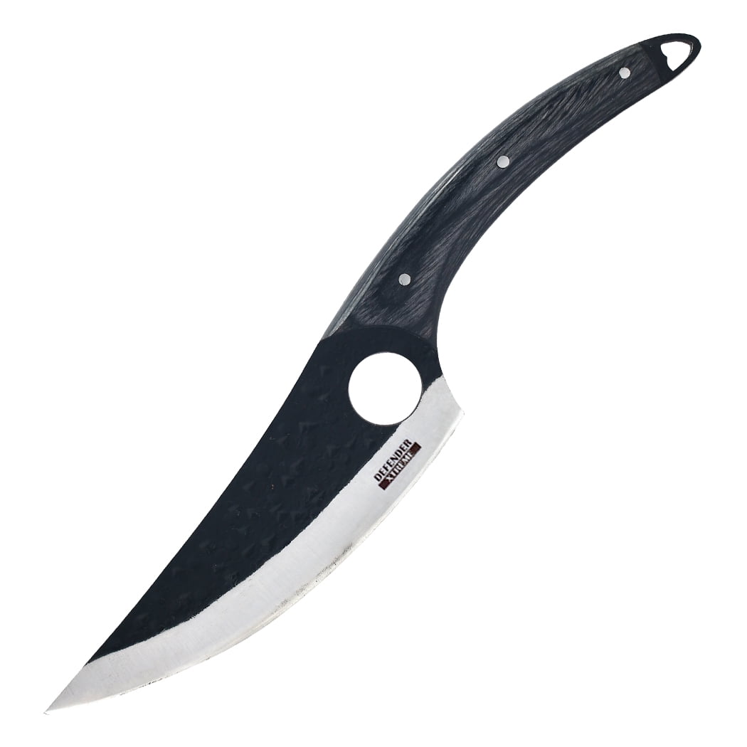 Defender-Xtreme 11" Wood Handle Black Coated Blade Butcher Knife With ...