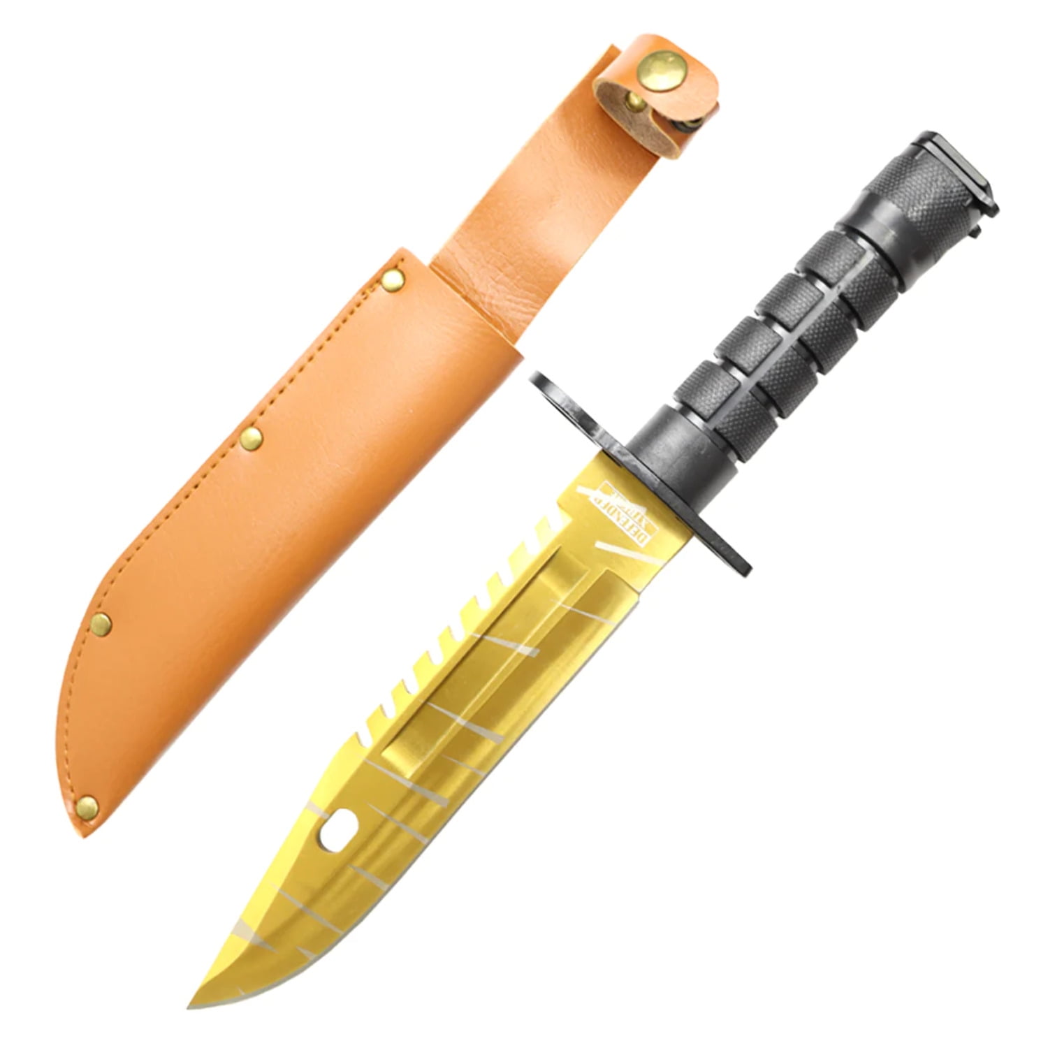 Defender-Xtreme 13" Gold Color Blade Abs Handle Survival Knife With ...