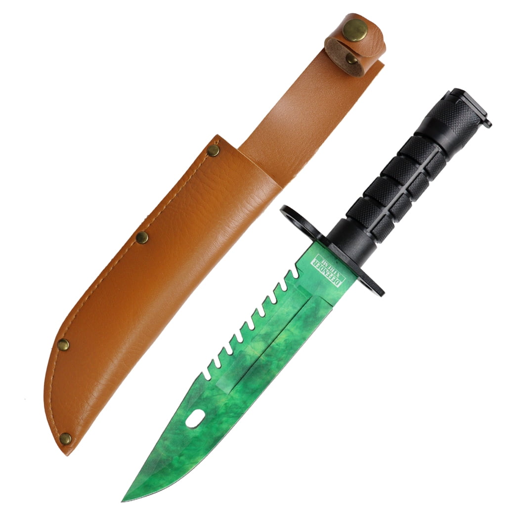 Defender-Xtreme 13" Green Blade Abs Handle Survival Knife With Sheath ...
