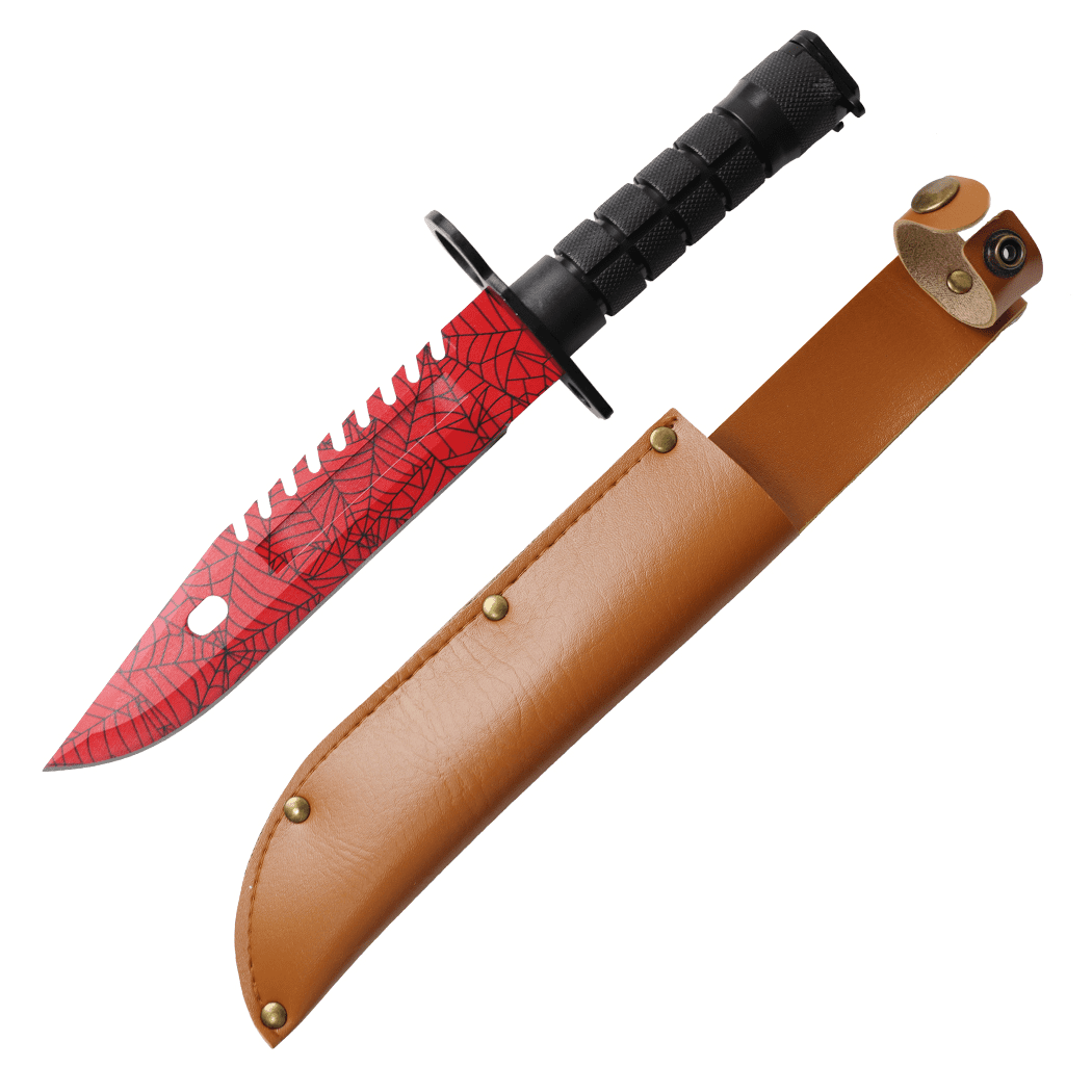 Defender-Xtreme 13" Red Spider Web Style Blade Abs Handle Survival ...