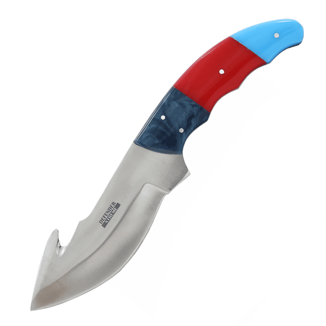 Defender-Xtreme 9" Tactical Fixed Blade Hunting Knife Sky/Red/Black ...