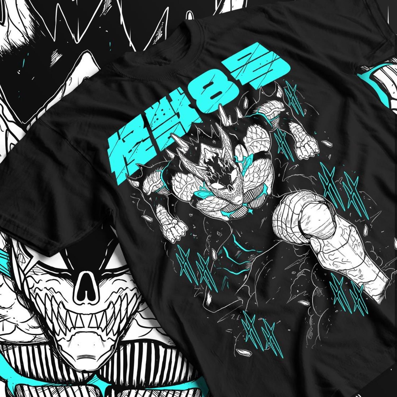 Defense Force Monster #8 Graphic Tee - Kaiju Transformation Teal Anime ...